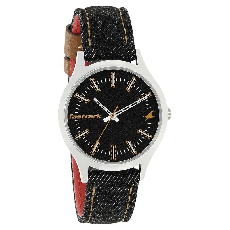 Fastrack Denim Quartz Analog Black Dial Denim Strap Watch for Girls