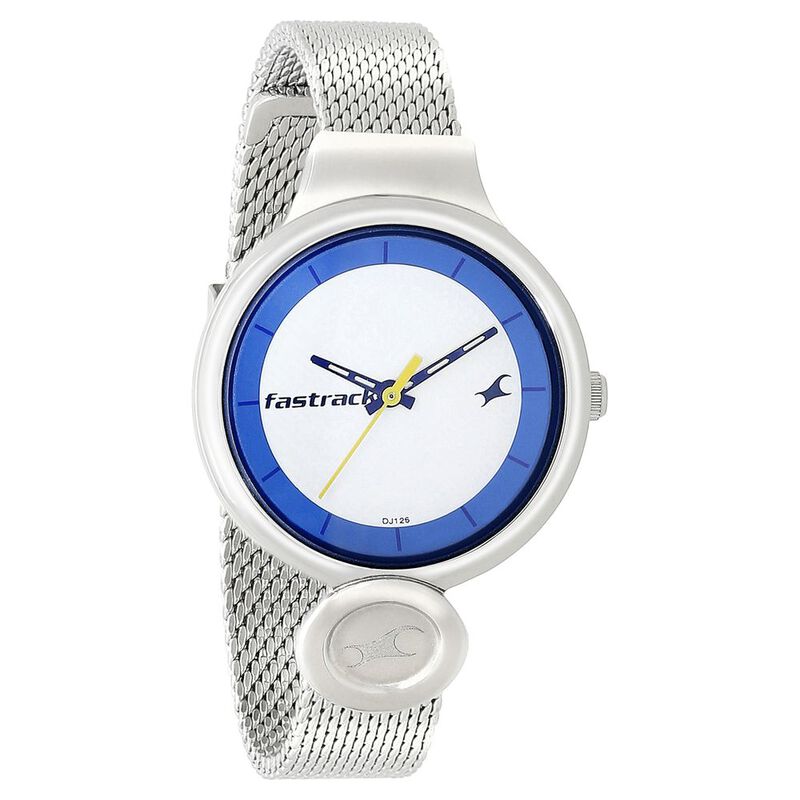 Fastrack Denim Quartz Analog White Dial Stainless Steel Strap Watch for ...