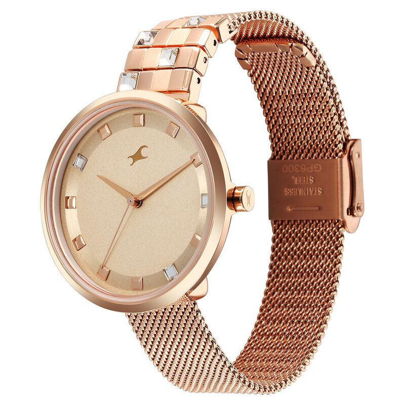 Fastrack Fleek Quartz Analog Pink Dial Stainless Steel Strap Watch for ...