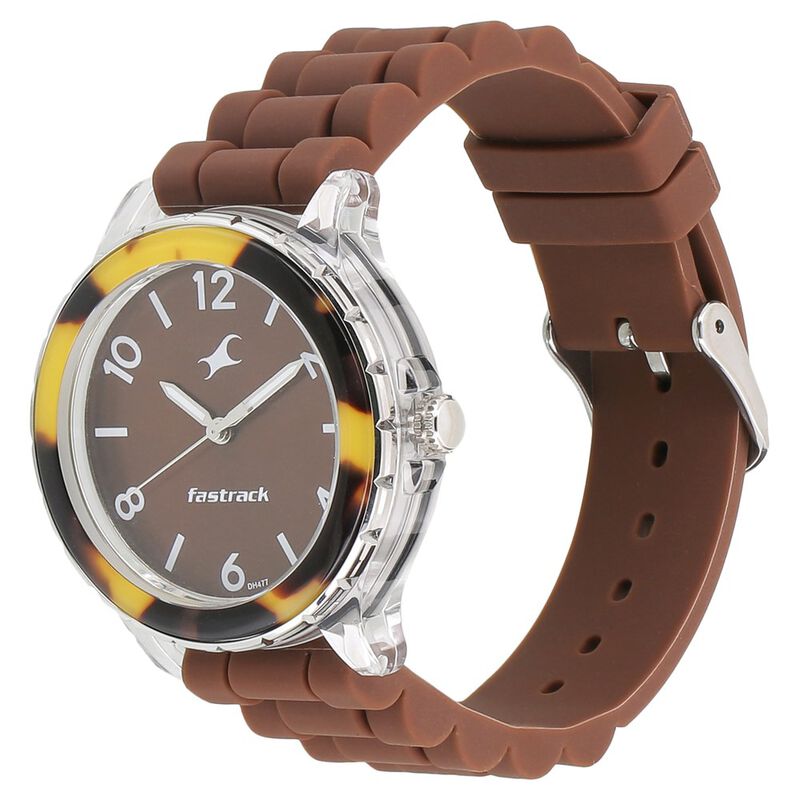 Fastrack Trendies Quartz Analog Brown Dial Silicone Strap Watch for Girls