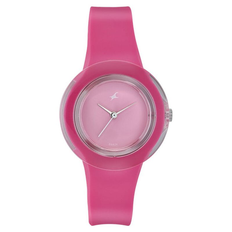 Buy Online Fastrack Quartz Analog Pink Dial Plastic Strap Watch for ...
