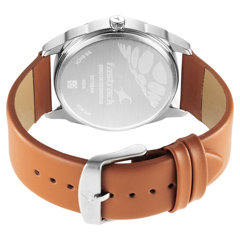 Fastrack After Dark Beige Dial Leather Strap Watch for Guys