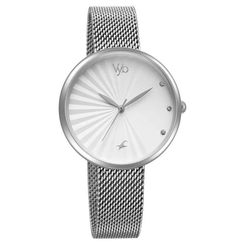 Fastrack Vyb Mirage Quartz Analog White Dial Stainless Steel Strap ...