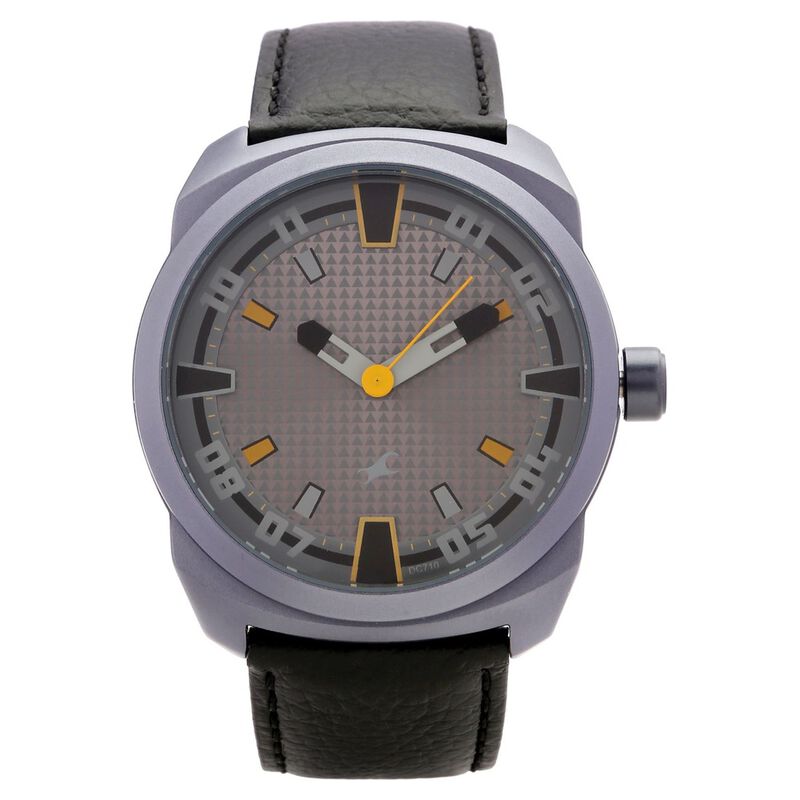 Buy Online Fastrack Quartz Analog Grey Dial Leather Strap Watch for ...