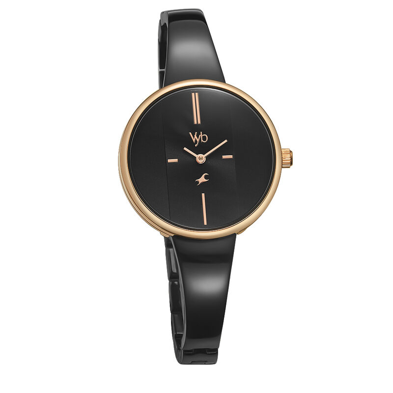 Fastrack Vyb Siren Quartz Analog Black Dial Metal Strap Watch for Girls