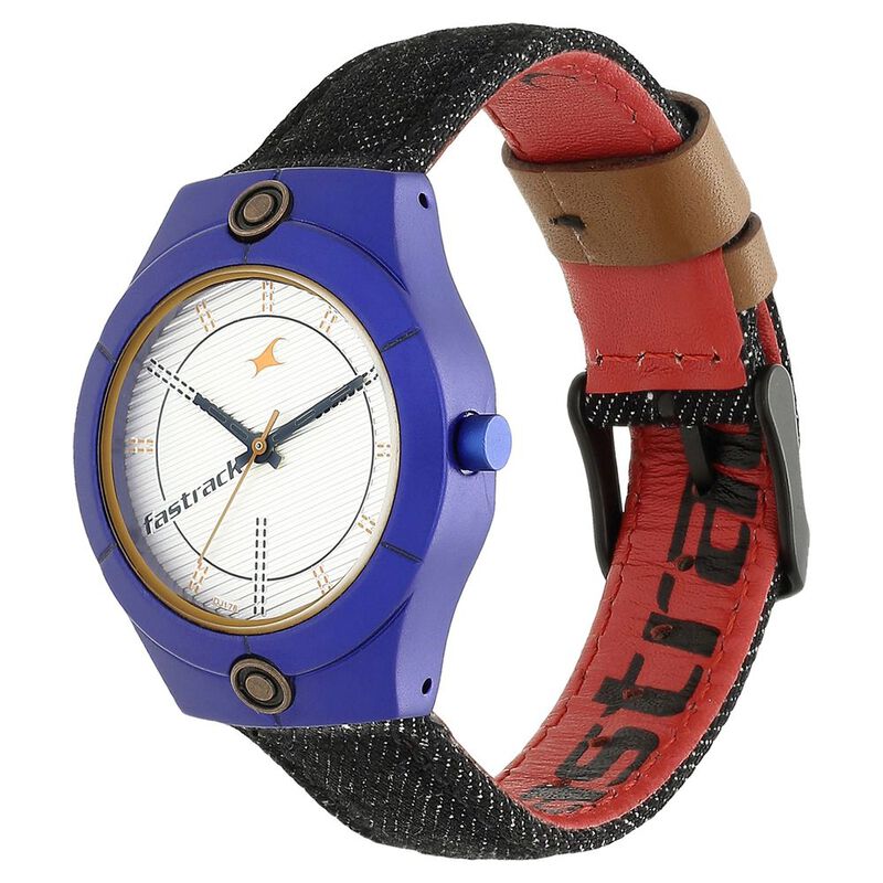 Fastrack Denim Quartz Analog White Dial Denim Strap Watch for Girls