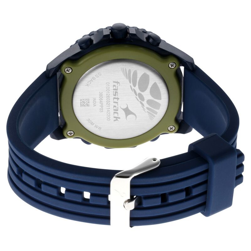 Fastrack Streetwear Quartz Analog Digital Blue Dial PU Strap Watch for Guys