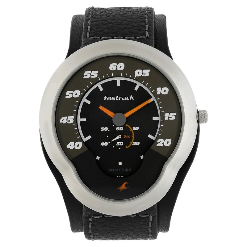 Buy Online Fastrack Quartz Analog Black Dial Leather Strap Watch for ...
