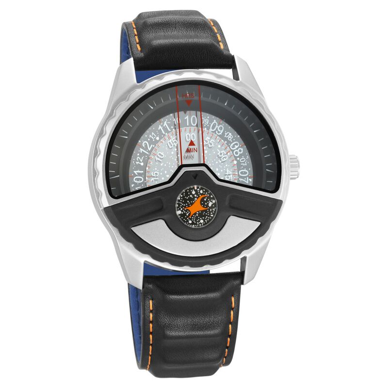 Buy Online Fastrack Space Rover Quartz Analog Grey Dial Leather Strap ...