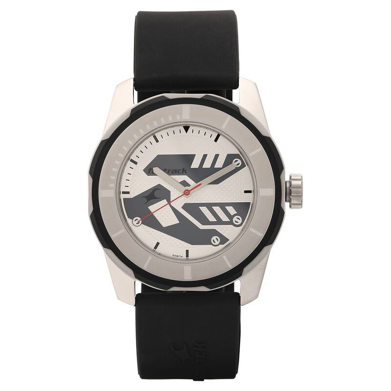 Fastrack Sport Quartz Analog Silver Dial Plastic Strap Watch for Guys