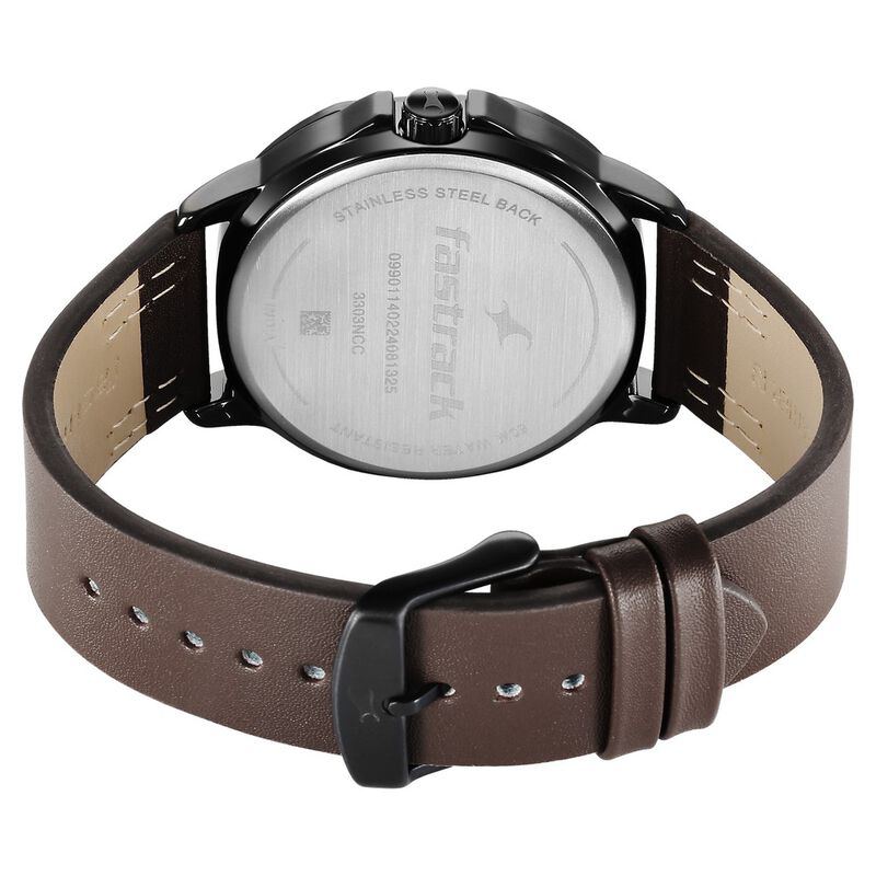 Fastrack Fleek Quartz Multifunction Green Dial Leather Strap Watch for Guys