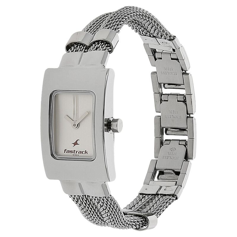 Fastrack Quartz Analog Silver Dial Stainless Steel Strap Watch for Girls
