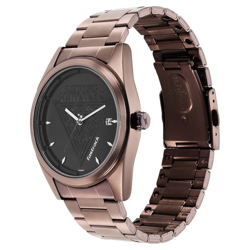 Fastrack Thor Quartz Analog with Date Black Dial Metal Strap Watch for Guys