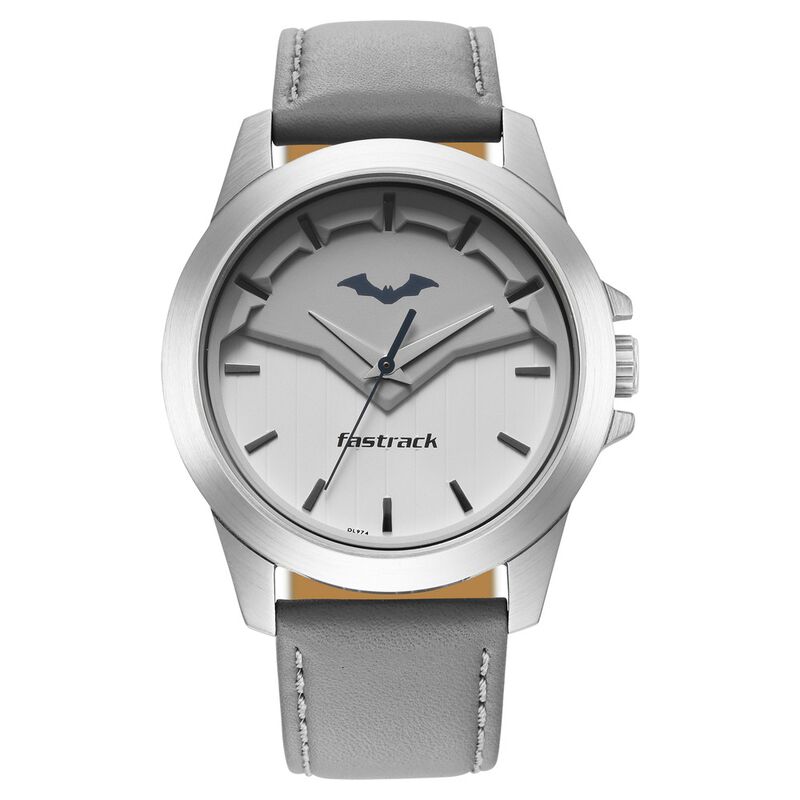 Fastrack Batman Quartz Analog Grey Dial Leather Strap Watch for Guys