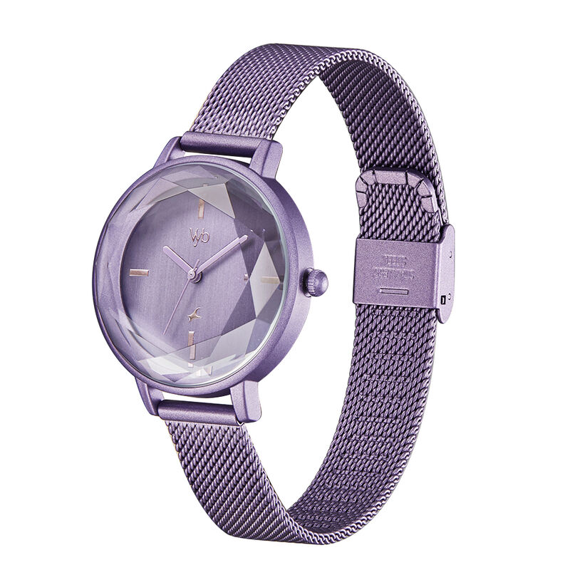 Fastrack Vyb Aurora Quartz Analog Purple Dial Stainless Steel Strap ...
