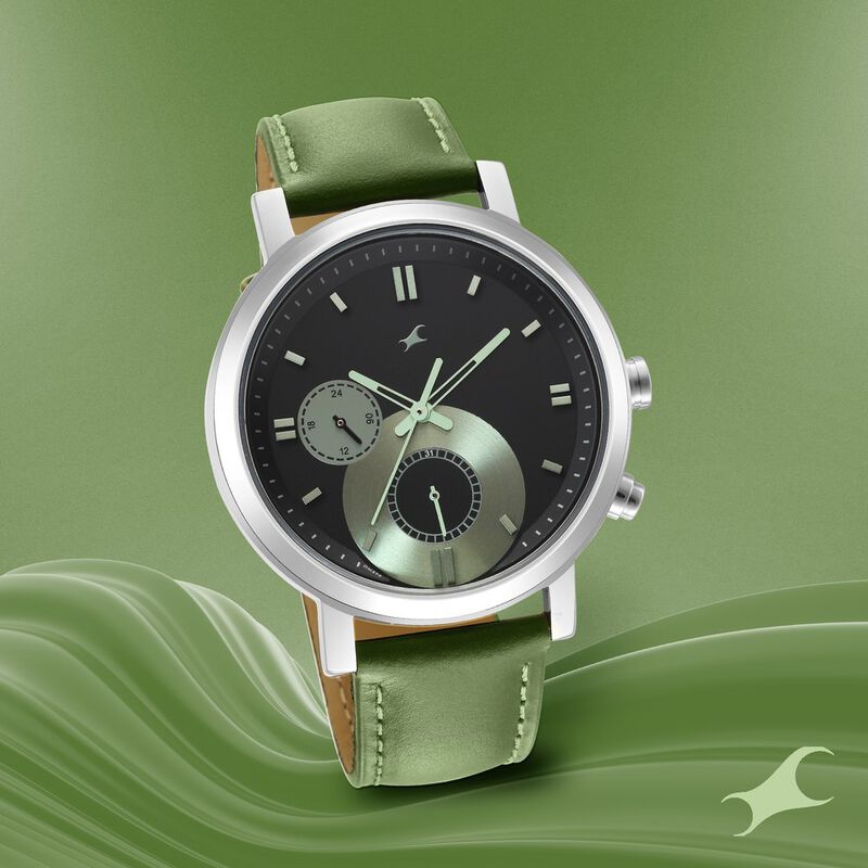 Buy Online Fastrack Tick Tock Quartz Multifunction Black Dial Leather ...