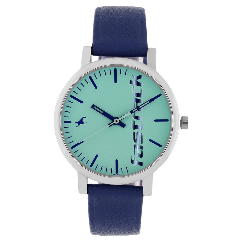 Buy Online Fastrack Quartz Analog Blue Dial Leather Strap Watch for ...