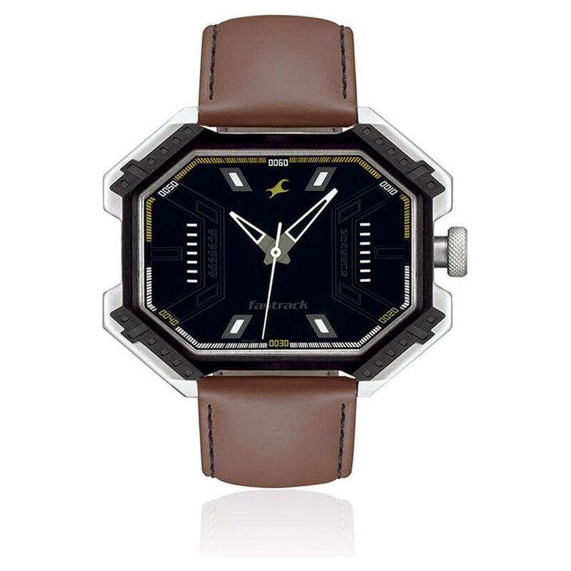 Buy Online Fastrack Quartz Analog Black Dial Leather Strap Watch for ...