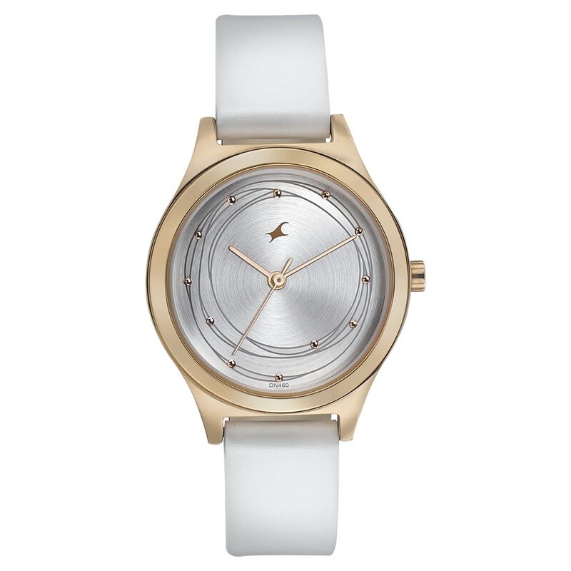Fastrack Style Up Silver Dial Leather Strap Watch for Girls