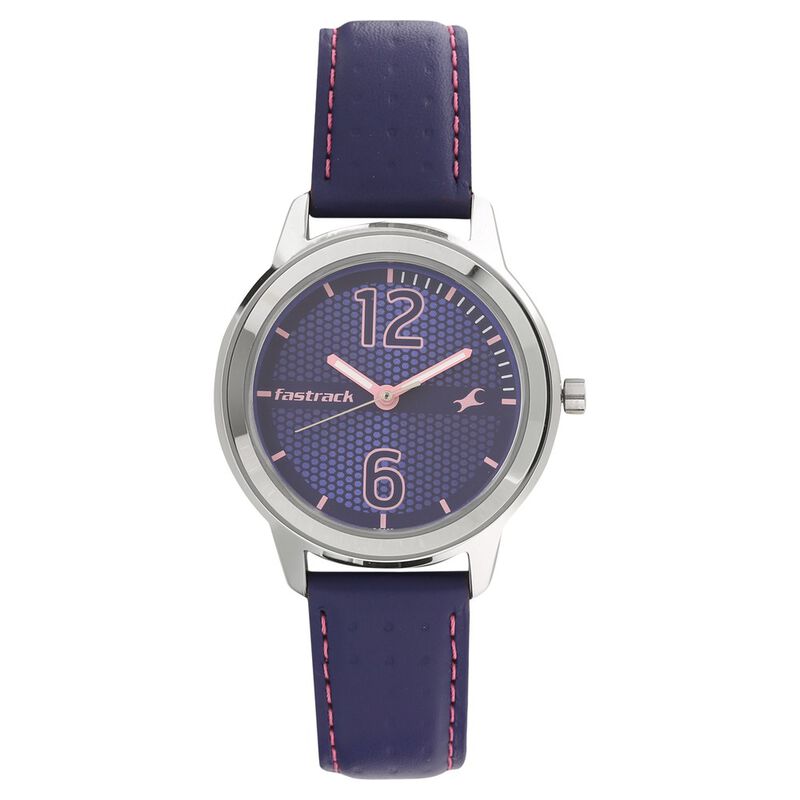 Buy Online Fastrack Loopholes Quartz Analog Purple Dial Leather Strap ...