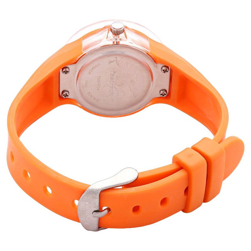 Fastrack Quartz Analog Orange Dial Plastic Strap Watch for Girls