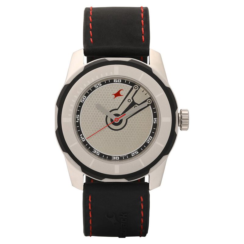 Fastrack Quartz Analog Silver Dial Plastic Strap Watch for Guys