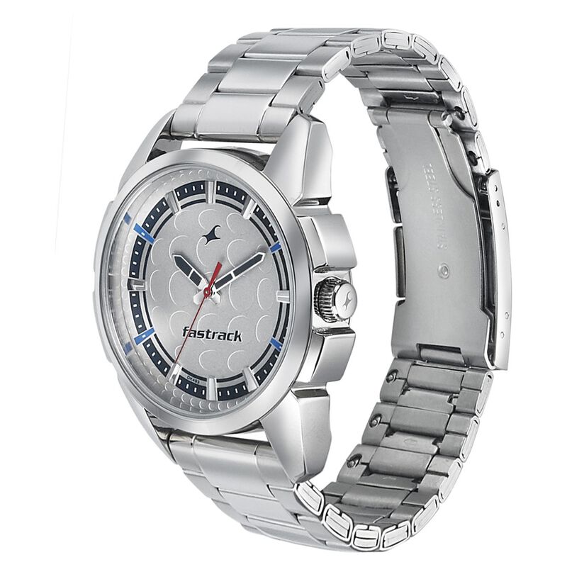Fastrack Sunburn Quartz Analog Silver Dial Stainless Steel Strap Watch ...