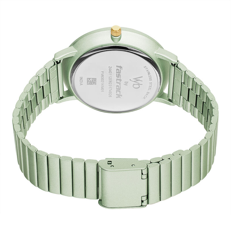 Fastrack Vyb Bliss Quartz Analog Green Dial Stainless Steel Strap Watch ...