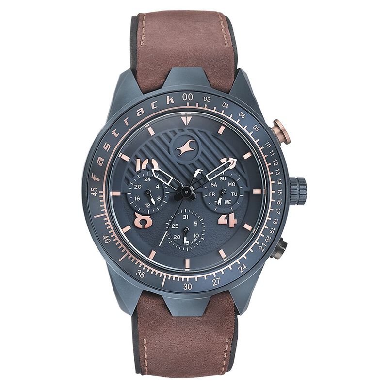 Fastrack All Nighters Quartz Multifunction Blue Dial Leather Strap ...