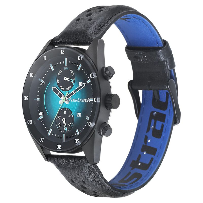 Fastrack Space Rover Quartz Multifunction Blue Dial Leather Strap Watch ...
