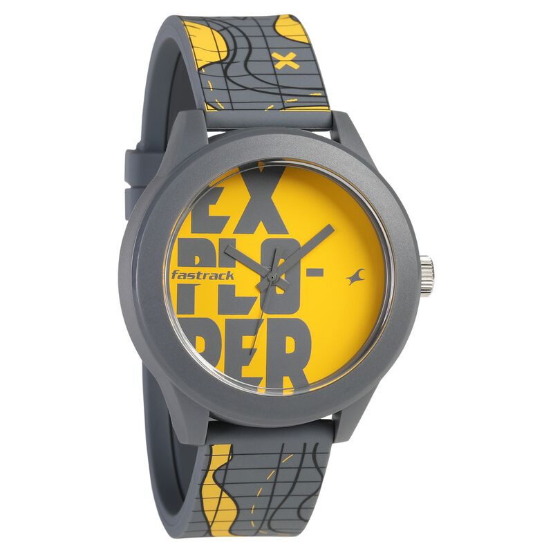 Fastrack Quartz Analog Yellow Dial Silicone Strap Watch for Unisex