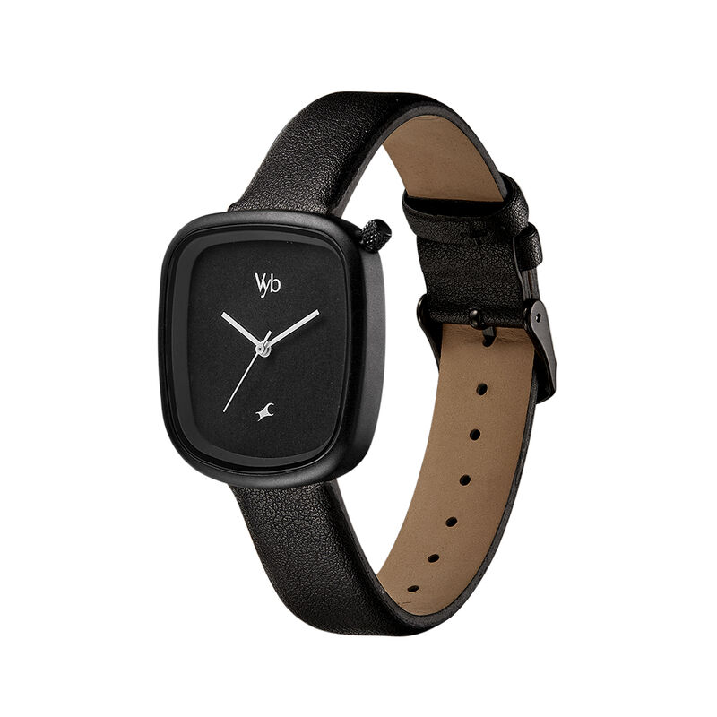 Fastrack Vyb Prodigy Quartz Analog Black Dial Leather Strap Watch for Girls