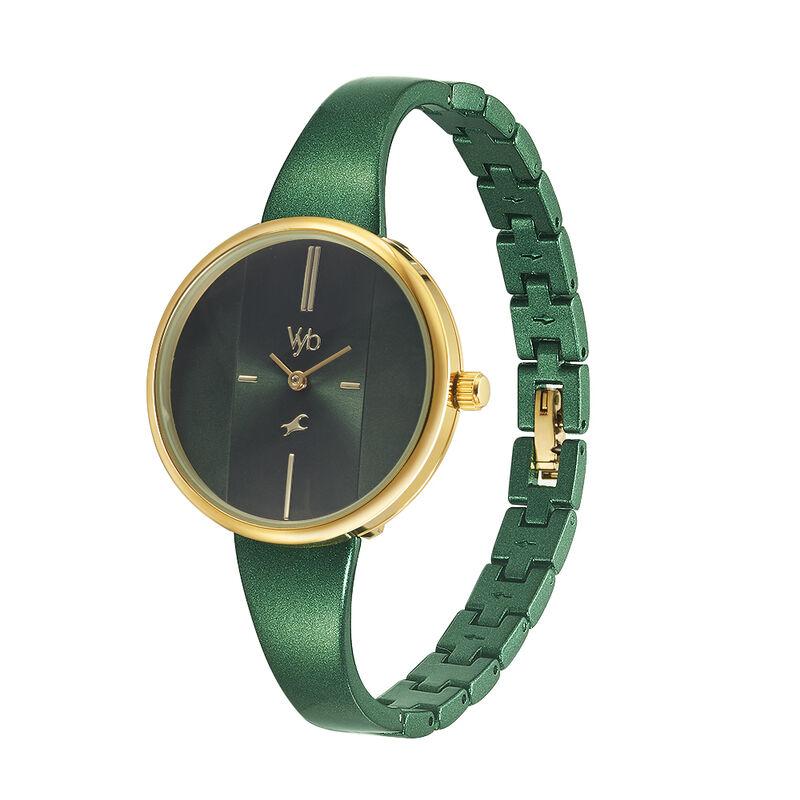 Fastrack Vyb Siren Quartz Analog Green Dial Metal Strap Watch for Girls