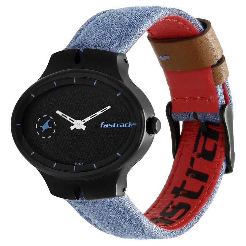 Fastrack Denim Quartz Analog Black Dial Denim Strap Watch for Girls