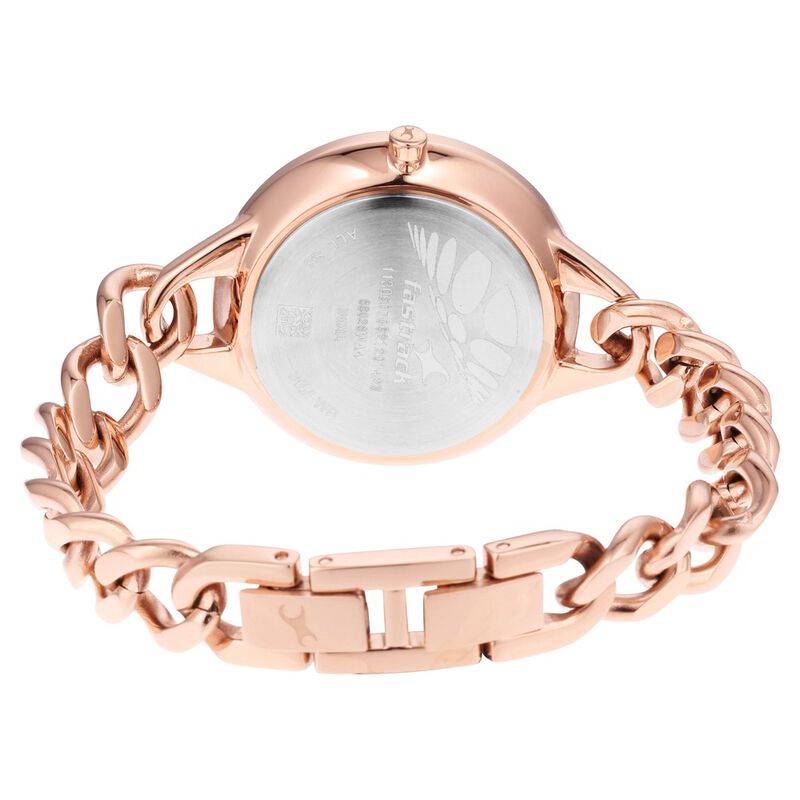 Fastrack Glitch Quartz Analog Rose Gold Dial Metal Strap Watch for Girls