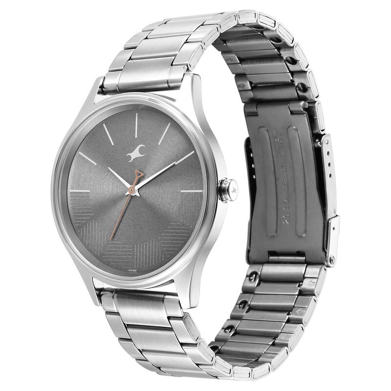 Fastrack Stunners Quartz Analog Grey Dial Metal Strap Watch for Guys