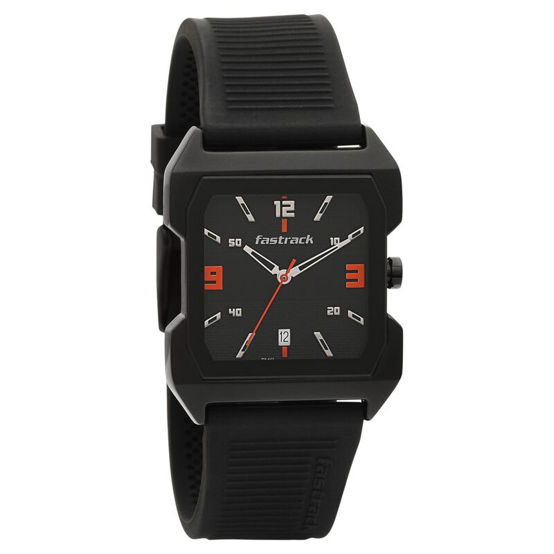 Buy Online Fastrack Hitlist Quartz Analog with Date Black Dial PU Strap ...