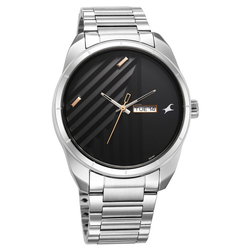 Fastrack Fleek Quartz Analog with Day and Date Black Dial Stainless ...