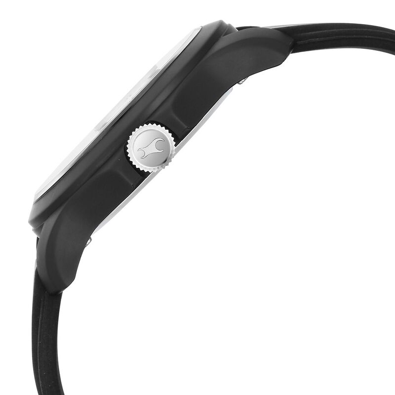 Fastrack Dual Time Quartz Analog Black Dial Silicone Strap Watch for Guys