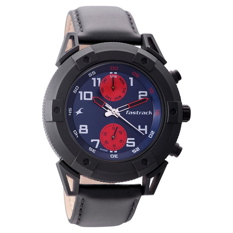Buy Online Fastrack Modular Quartz Analog Blue Dial Leather Strap Watch ...