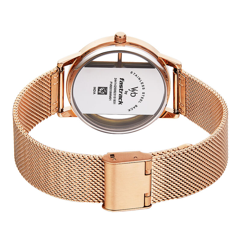 Fastrack Vyb Runway Quartz Analog Rose Gold Dial Stainless Steel Strap ...