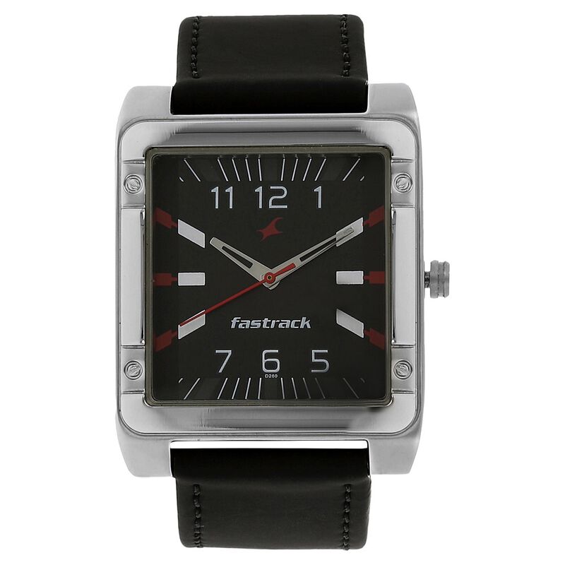 Buy Online Fastrack Quartz Analog Black Dial Leather Strap Watch for ...