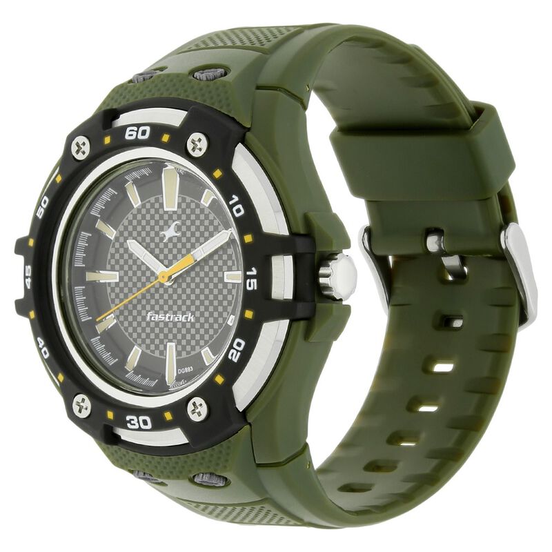 Fastrack Quartz Analog Silver Dial Plastic Strap Watch for Guys