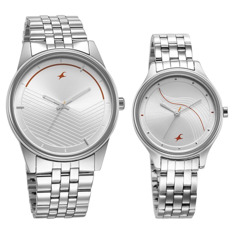 Fastrack Mixmatched Quartz Analog Silver Dial Silver Stainless Steel ...