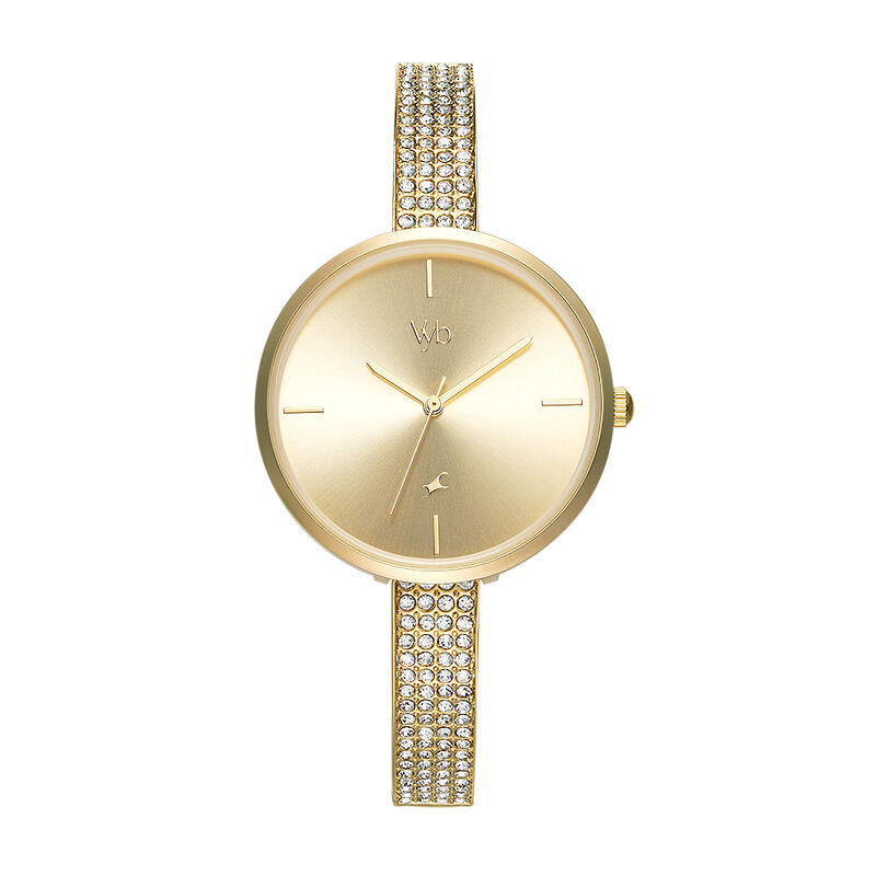 Buy Online Fastrack Vyb Starlet Quartz Analog Golden Dial Metal Strap ...