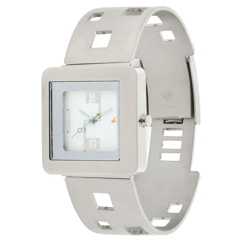 Fastrack Quartz Analog Silver Dial Stainless Steel Strap Watch for Girls