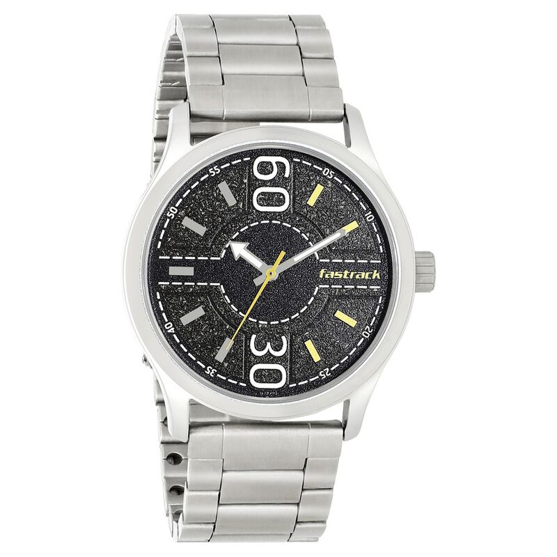 Fastrack Road Trip Quartz Analog Black Dial Stainless Steel Strap Watch ...