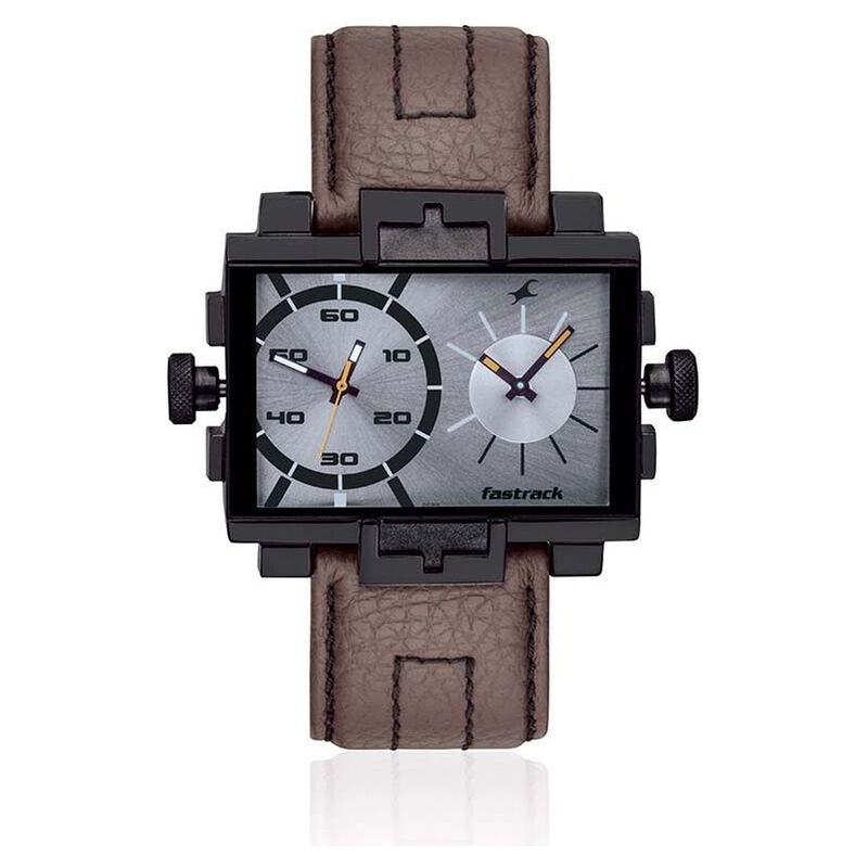 Buy Online Fastrack Quartz Analog Grey Dial Leather Strap Watch for ...