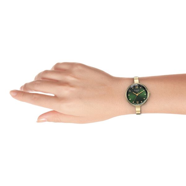Titan Raga Showstopper Quartz Analog Green Dial Metal Strap Watch for Women