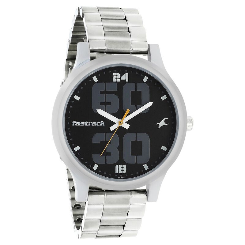 Fastrack Bold Quartz Analog Black Dial Stainless Steel Strap Watch for Guys